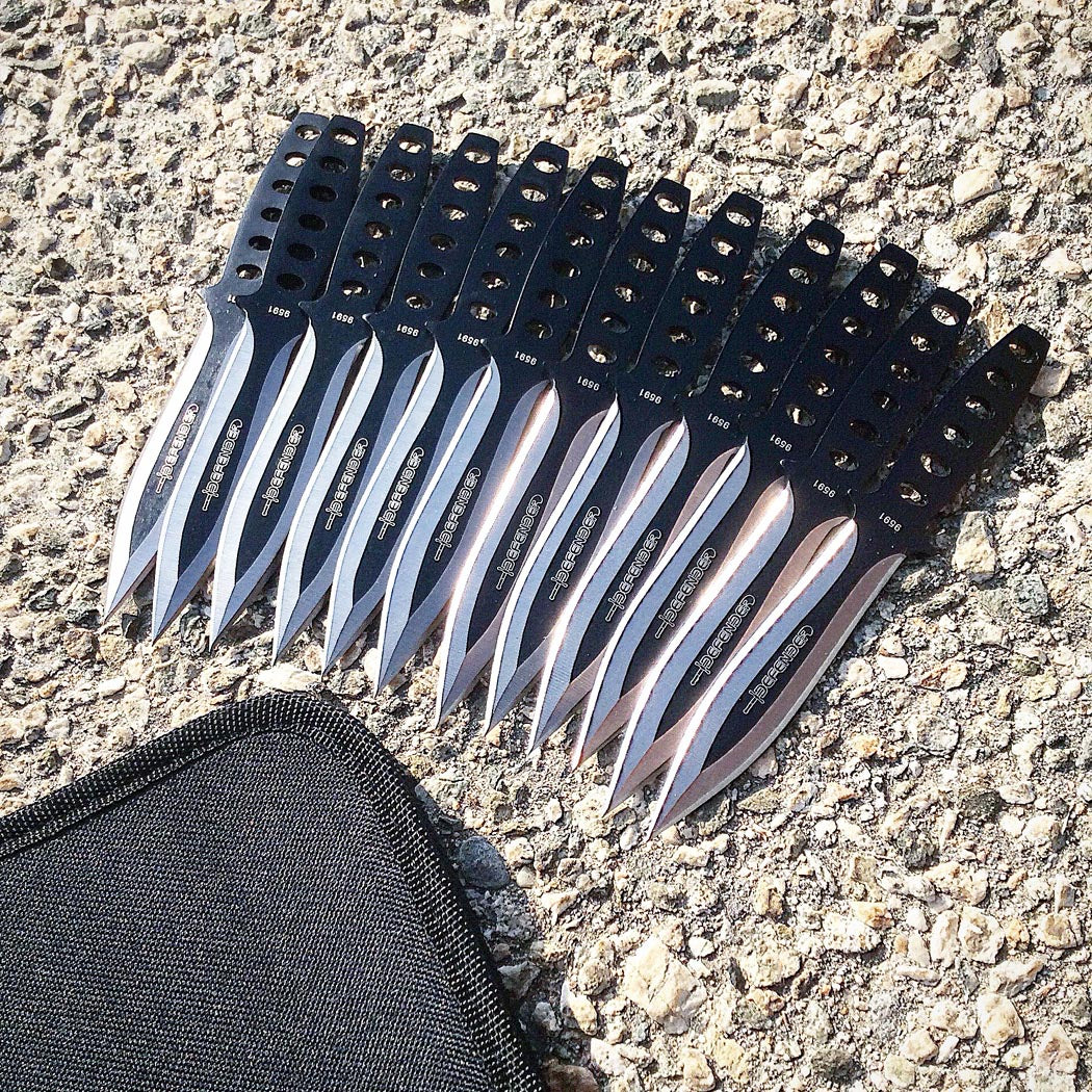 6" Defender 12 pc Throwing Knives set With Nylon Sheath – Last Punch INC