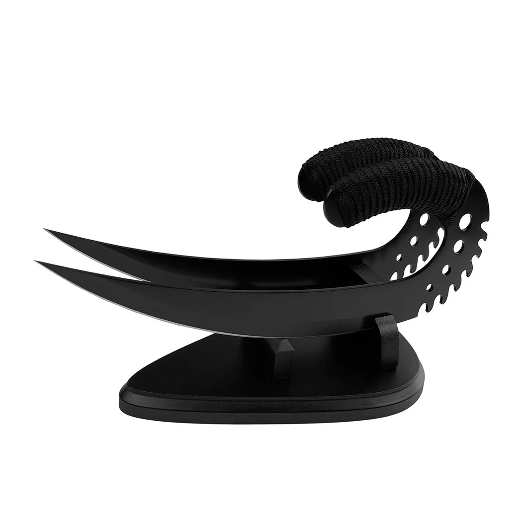 12.5" Black Stainless Steel Riddick Blade Twin Daggers With Stand ...